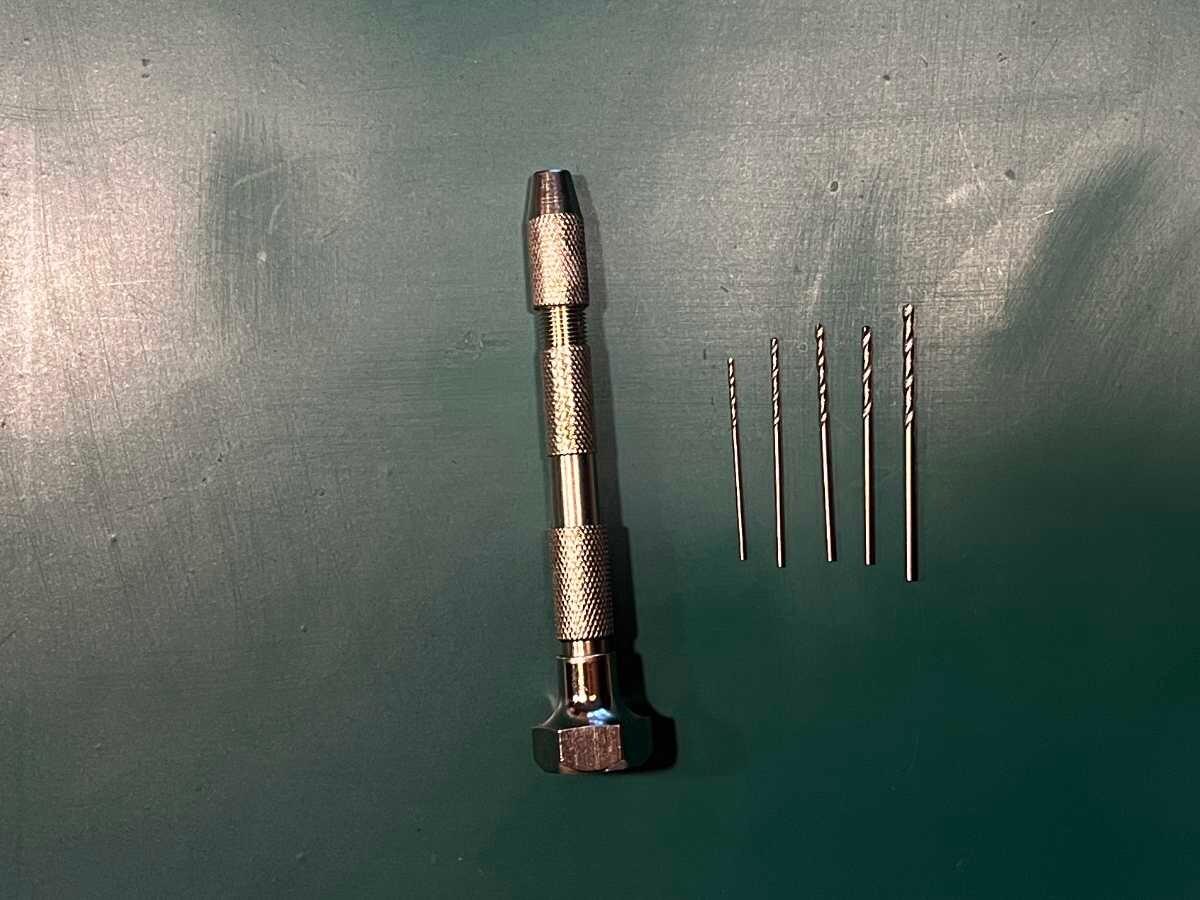 Pin Vice Double-Ended Swivel Top with 5 Drill Bits